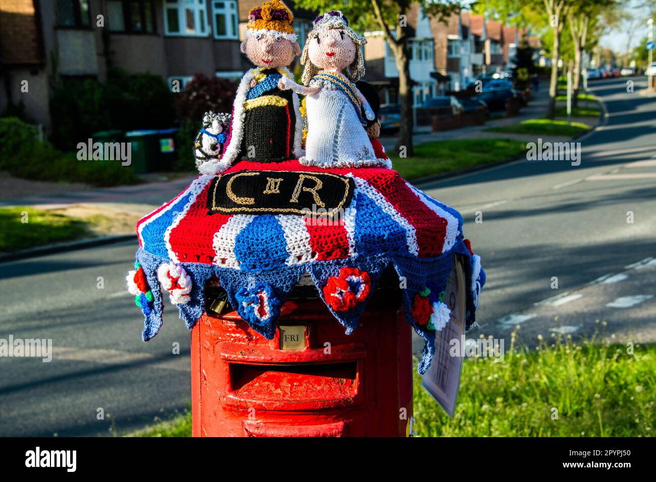 Coronation theme tribute,'Postbox Topper Stock Photo - Alamy