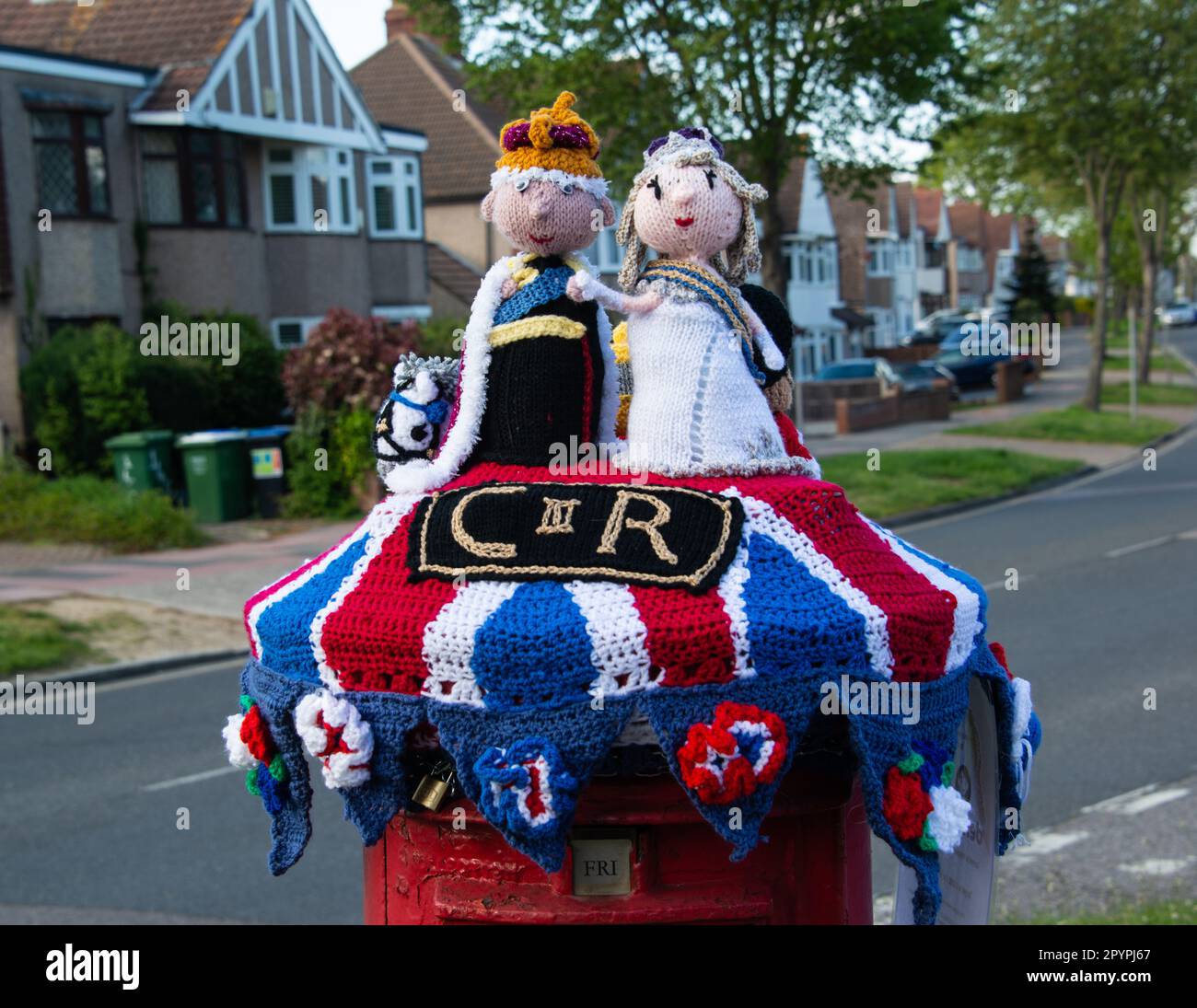 Coronation theme tribute,'Postbox Topper Stock Photo - Alamy