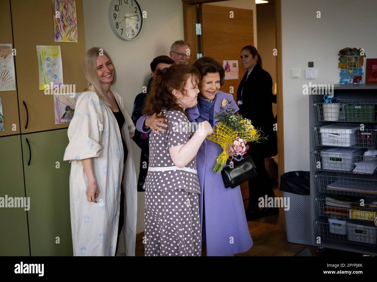 Sweden's Queen Silvia and Mrs Sirje Karis visit Tammistu Centre Estonia ...