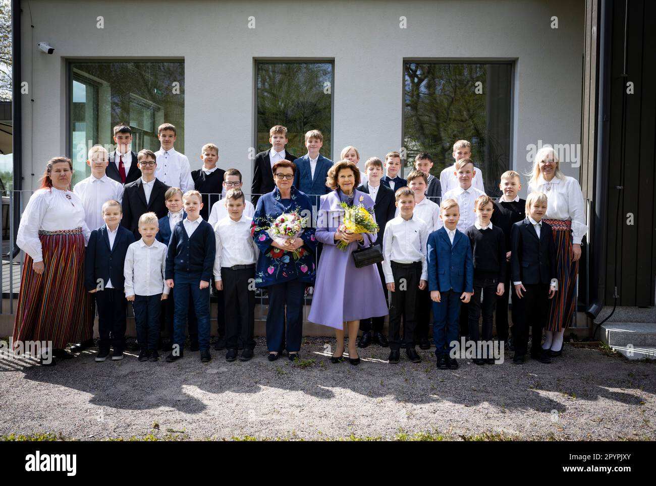 Sweden's Queen Silvia and Mrs Sirje Karis visit Tammistu Centre Estonia ...