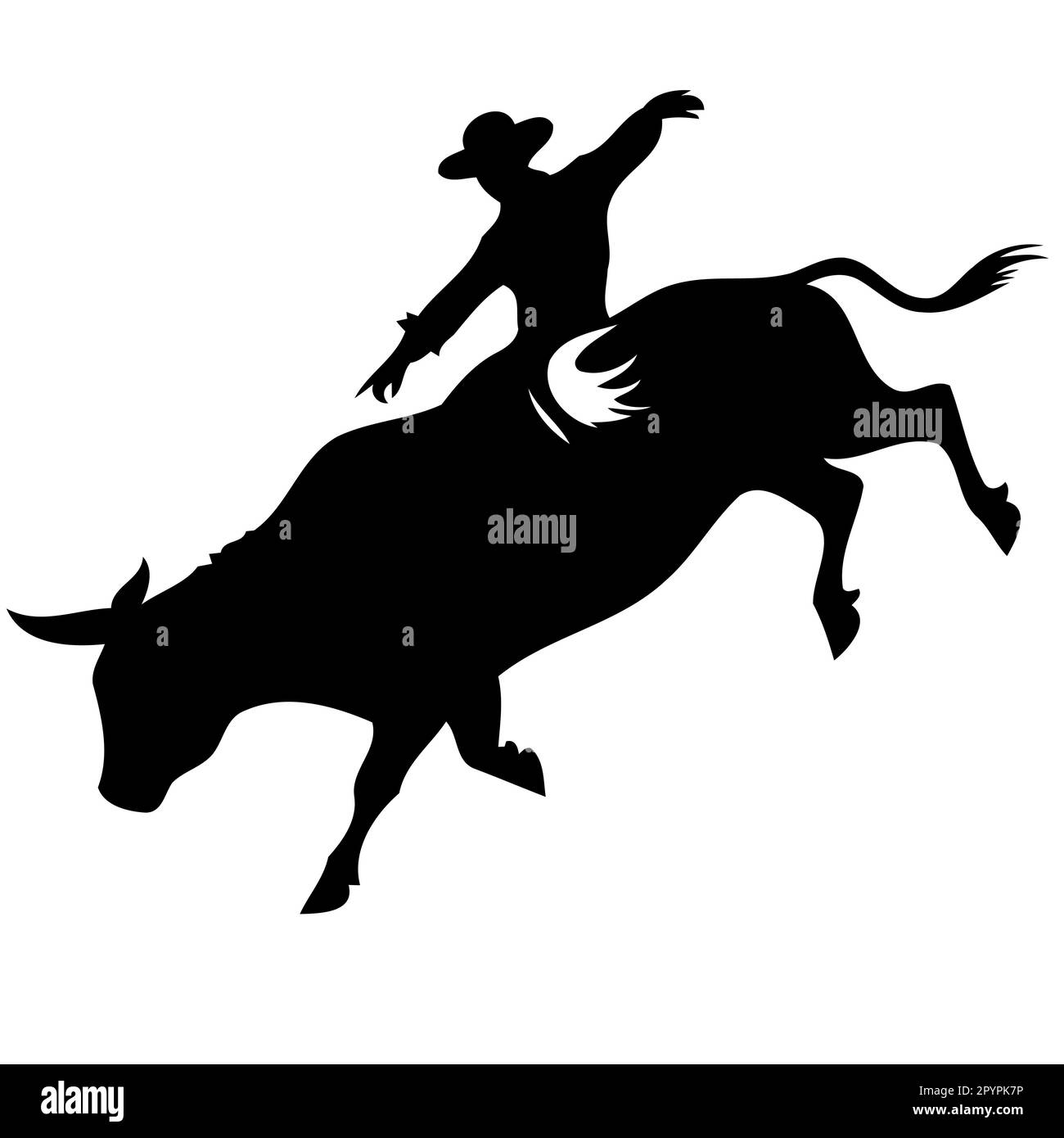 cowboy man riding a bull at a rodeo bull riding black and white ...