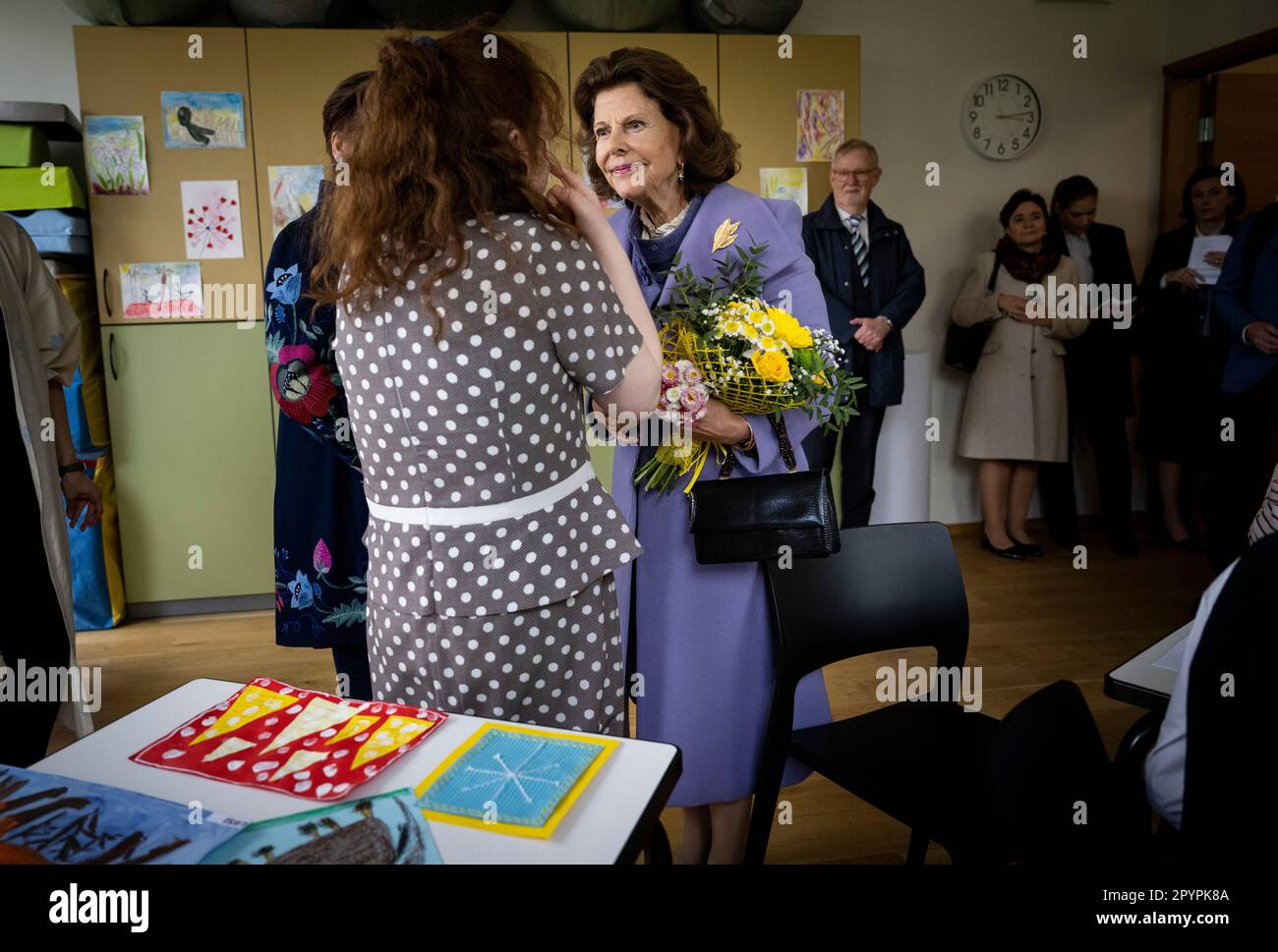 Sweden's Queen Silvia and Mrs Sirje Karis visit Tammistu Centre Estonia ...