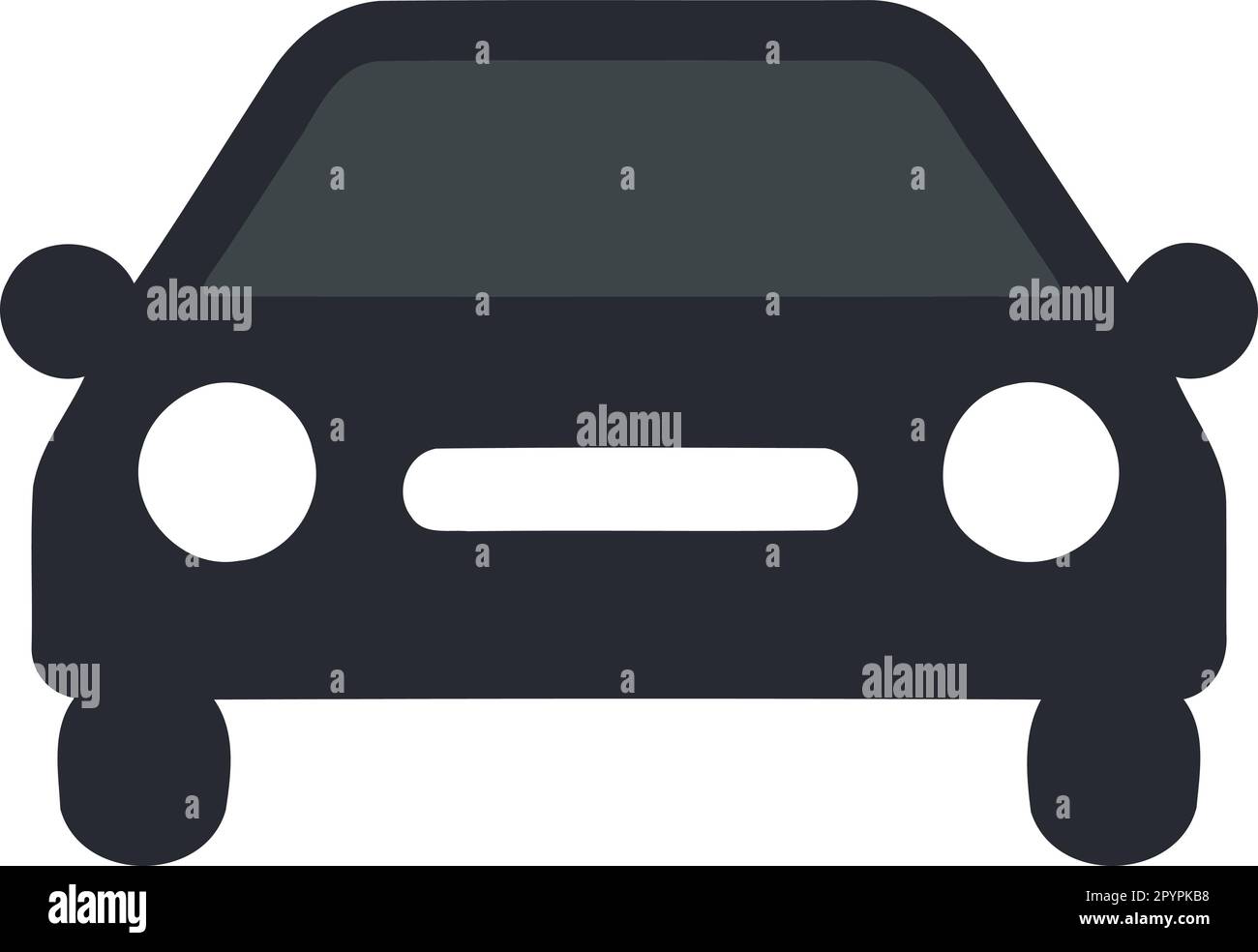 grayscale passenger car front view minimalist vector illustration Stock ...