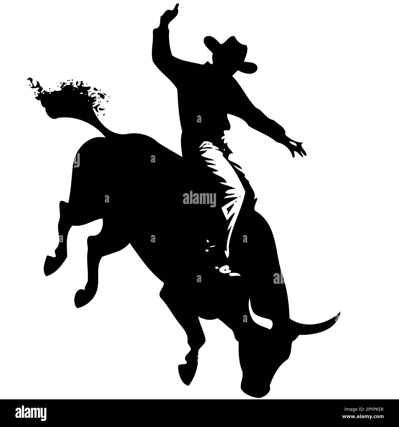 cowboy man riding a bull at a rodeo bull riding black and white ...