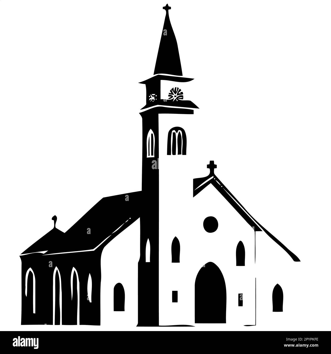 classic small church building black and white silhouette vector ...