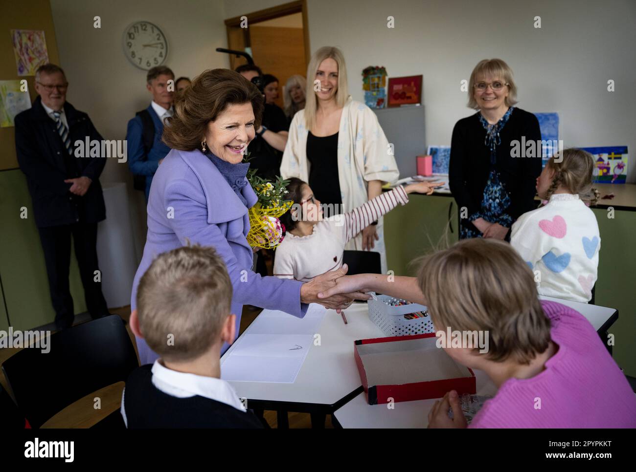 Sweden's Queen Silvia and Mrs Sirje Karis visit Tammistu Centre Estonia ...