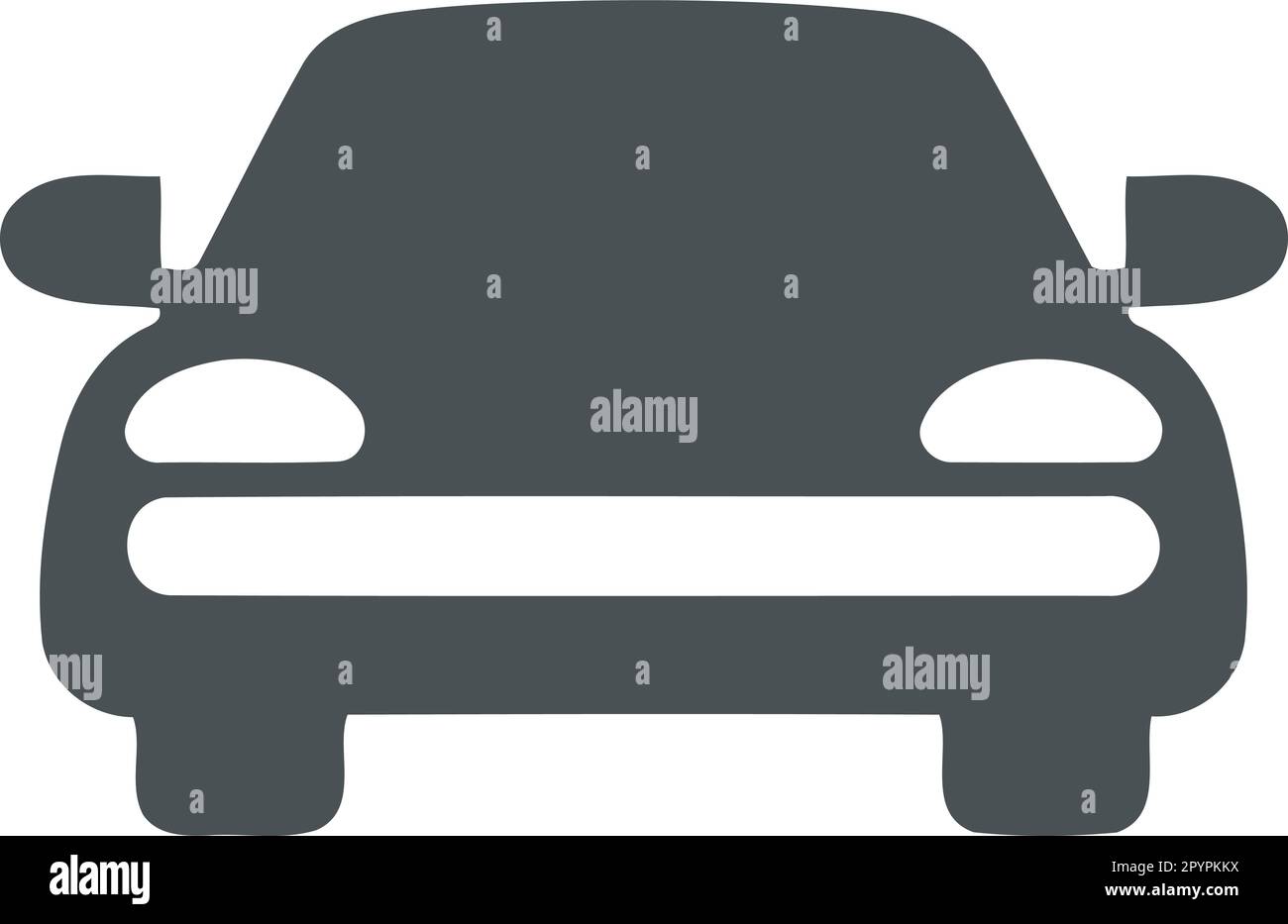 grayscale passenger car front view minimalist vector illustration Stock ...