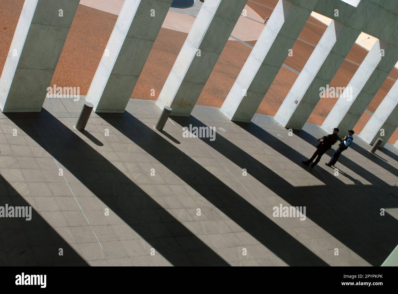 Armed police at entrance to Australia's Parliament House, Canberra, ACT ...