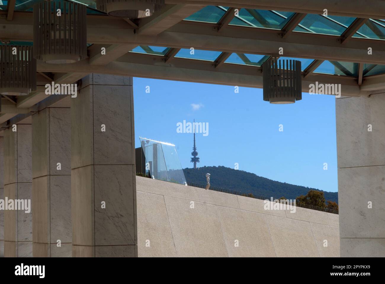 View of Telstra Tower from Australia's Parliament House, Canberra, ACT ...