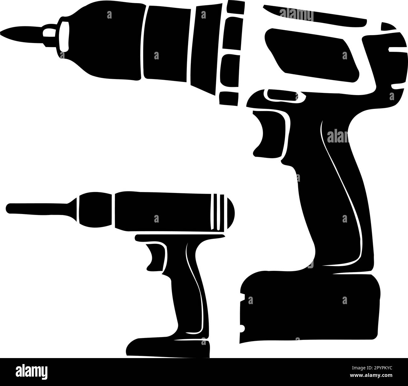 power tool drill screwdriver silhouette black and white minimalist ...