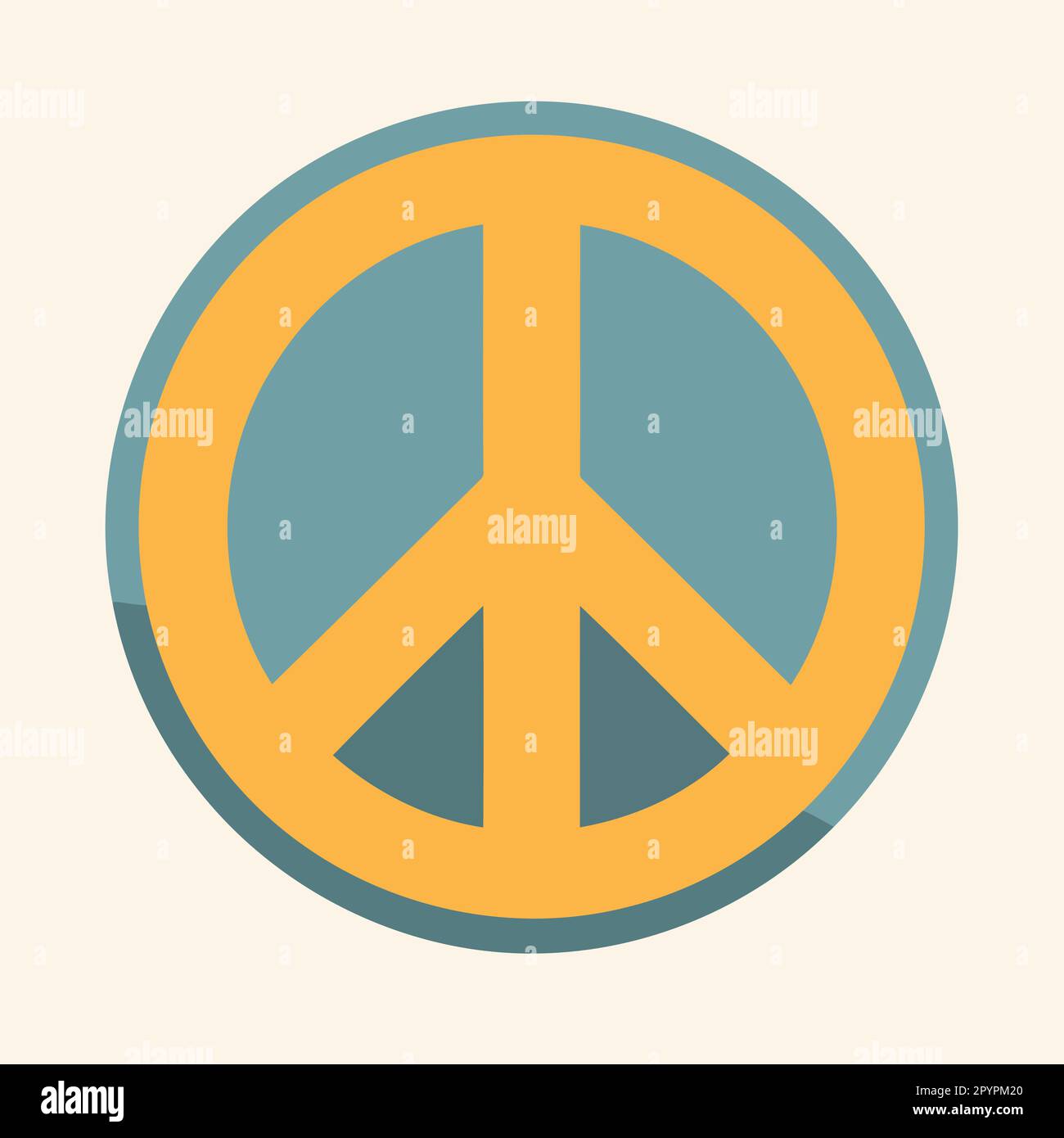 yellow peace symbol in a blue circle minimalistic vector illustration ...
