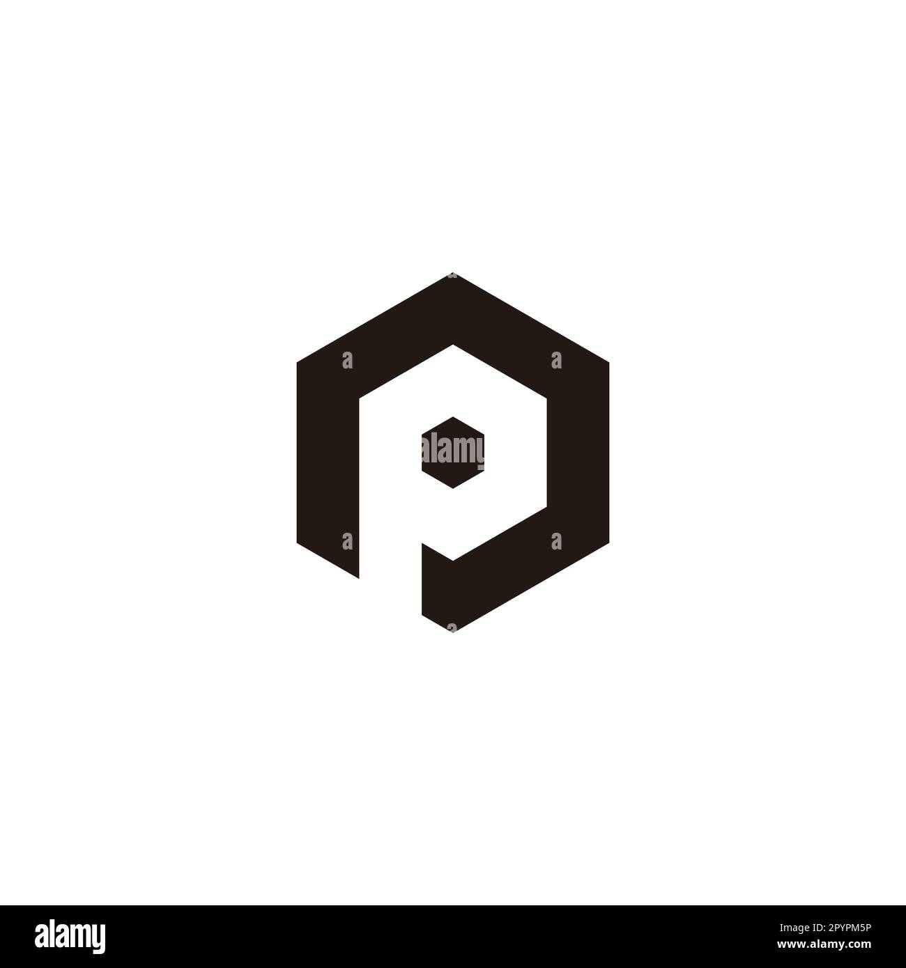 Letter P hexagon, outline geometric symbol simple logo vector Stock ...