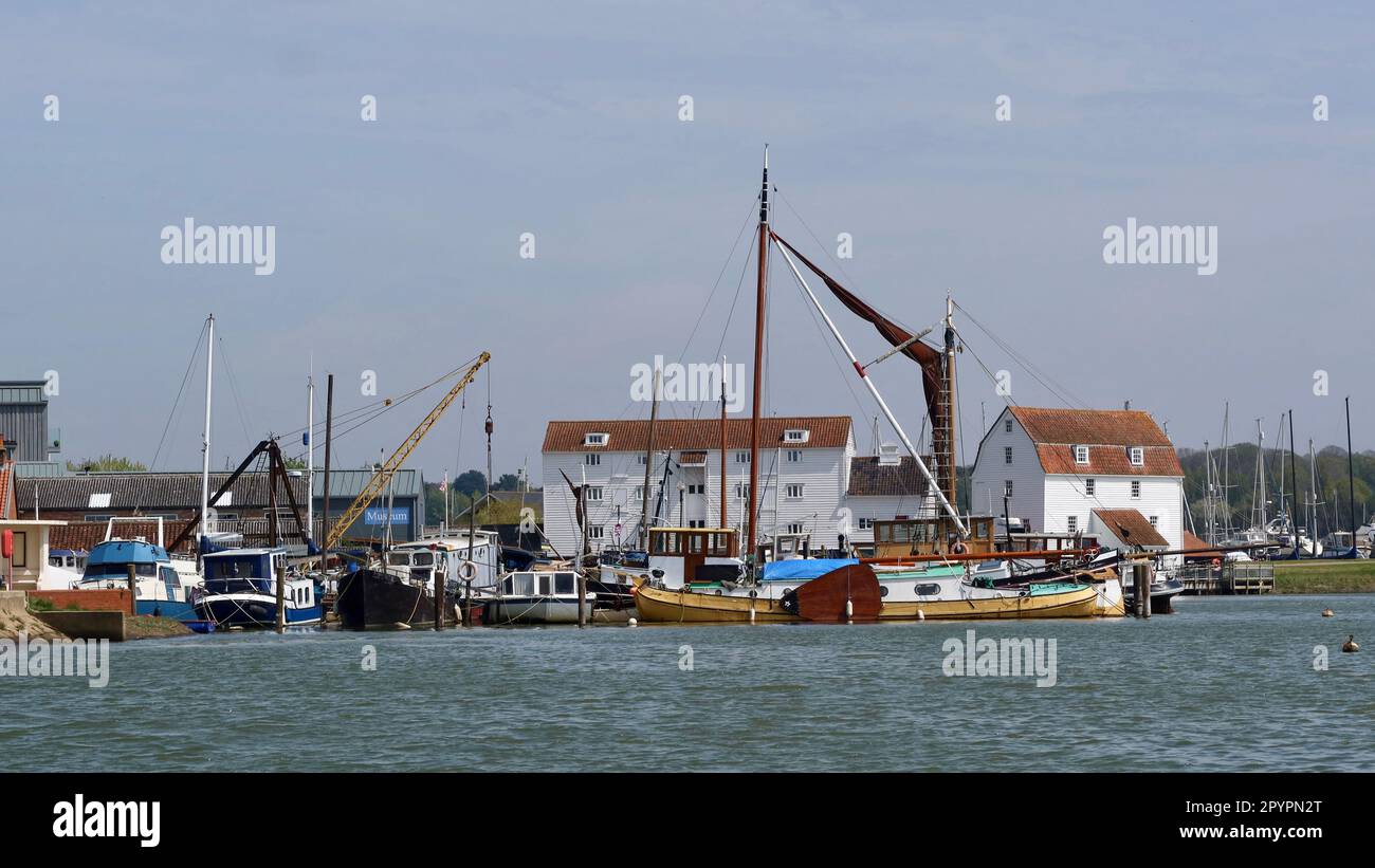 Woodbridge, Suffolk - 4 May 2023 : The Tide Mill and barges on the ...