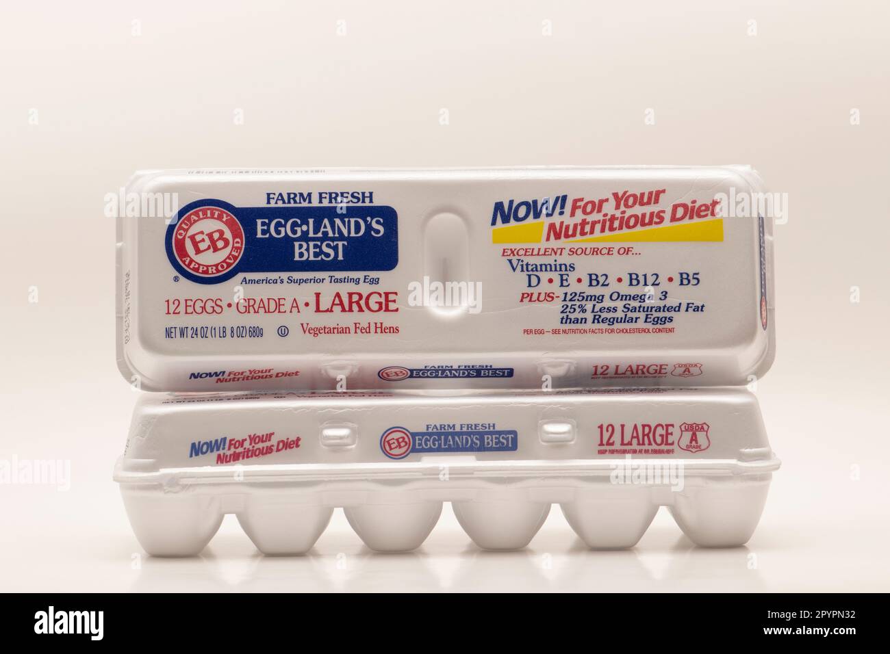 Two cartons of Egg-land's Best eggs on a white background Stock Photo ...