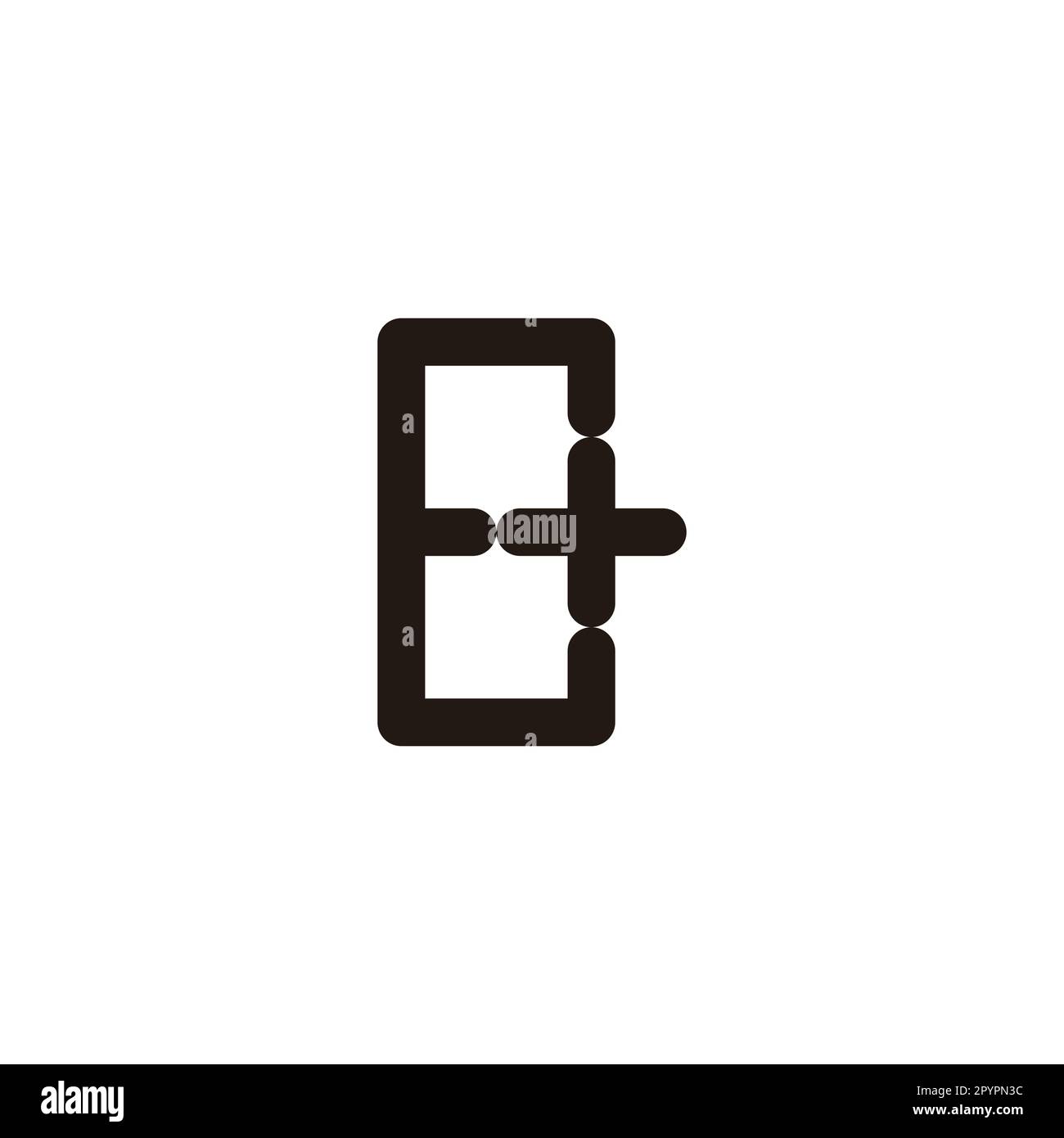 Letter E plus, curve square geometric symbol simple logo vector Stock ...