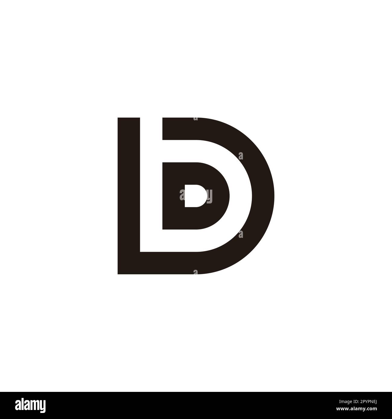 Letter bD Db b D outline, curve geometric symbol simple logo vector ...