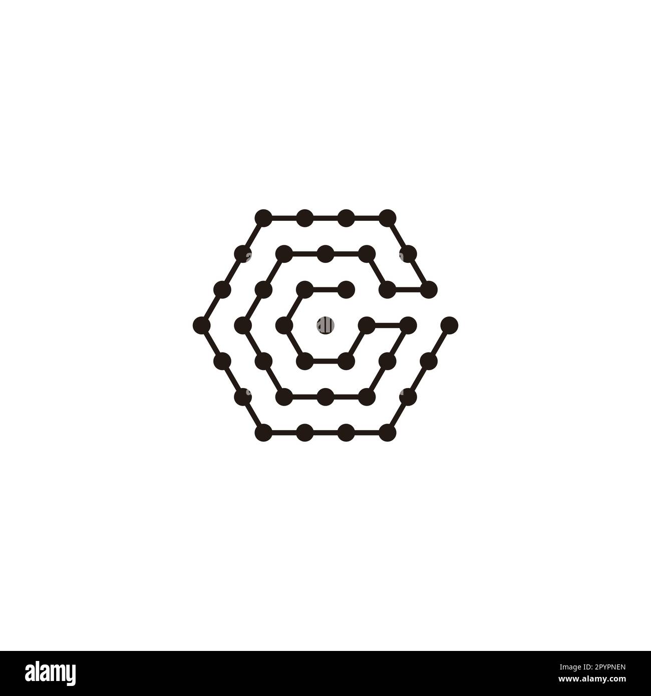 Letter C hexagon, molecules rounded geometric symbol simple logo vector ...