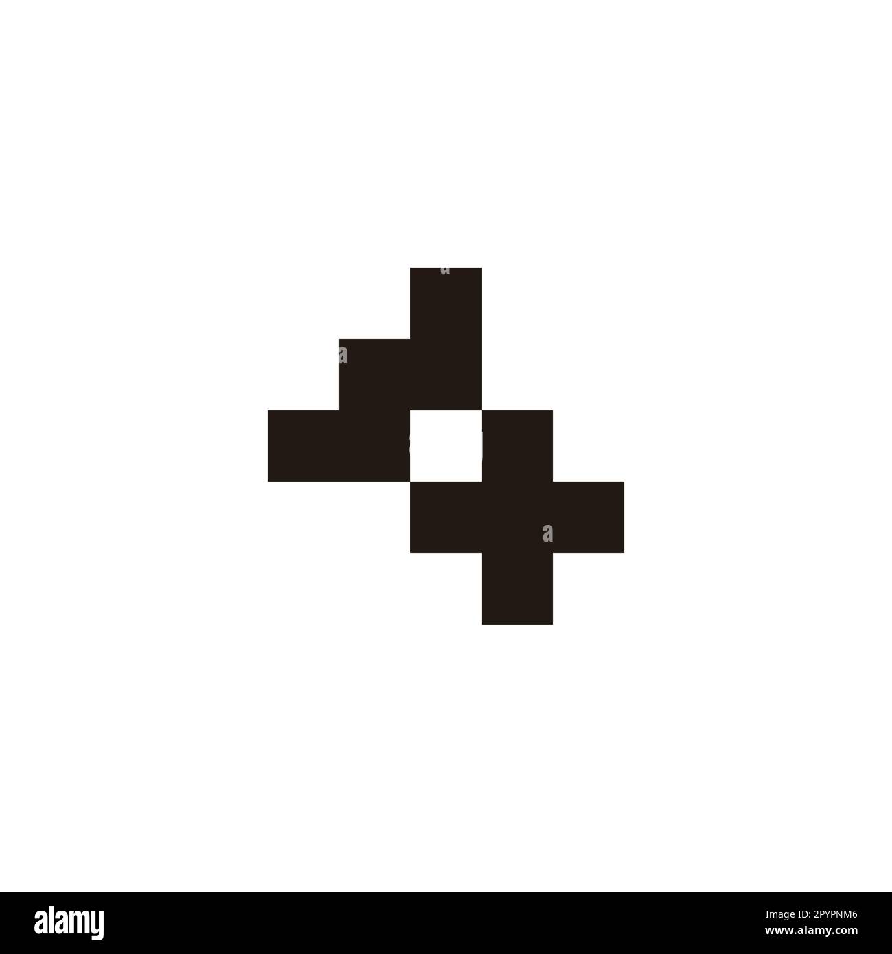 Letter W plus, square outline geometric symbol simple logo vector Stock ...