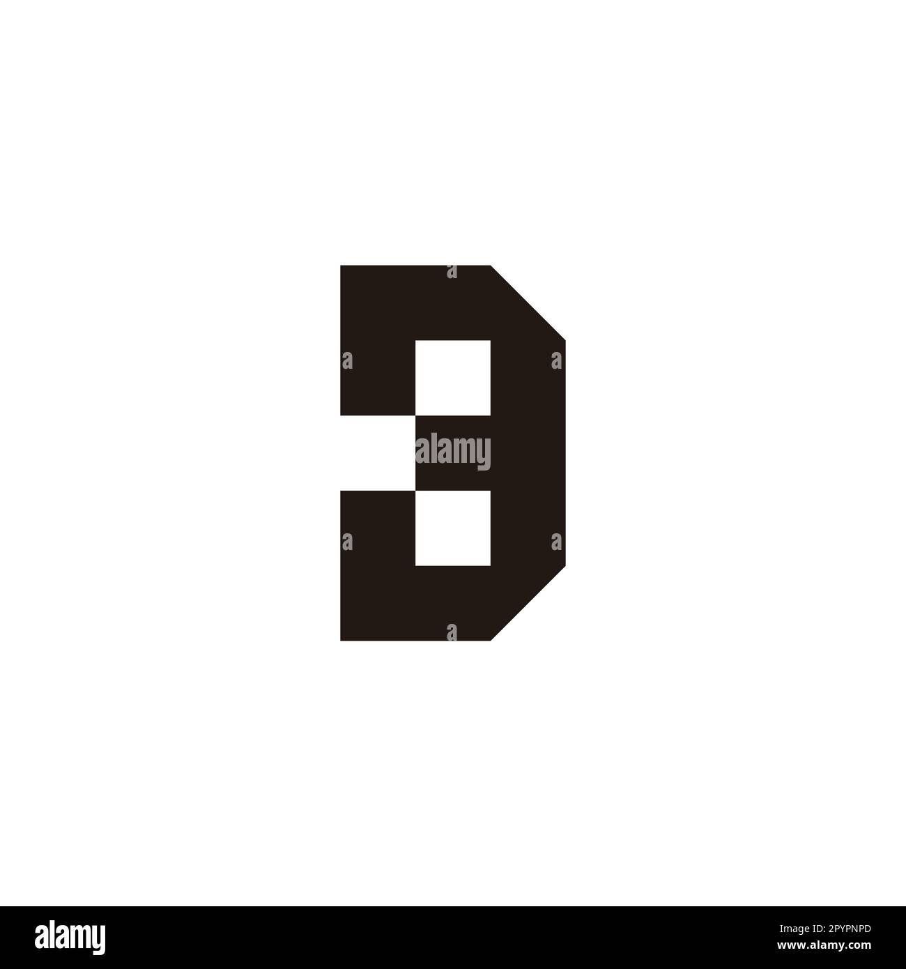 Number 3 shaped D square, outline geometric symbol simple logo vector Stock Vector Image & Art ...