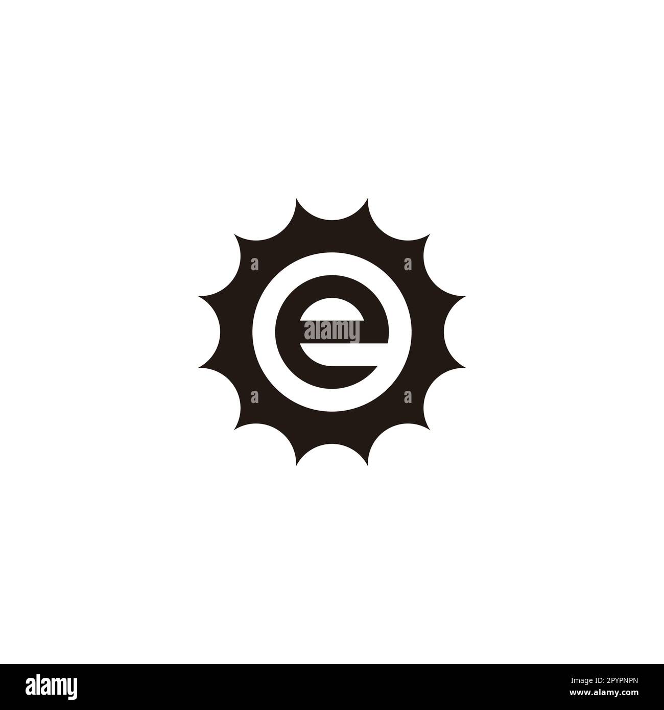 Letter e in sun, circle geometric symbol simple logo vector Stock ...