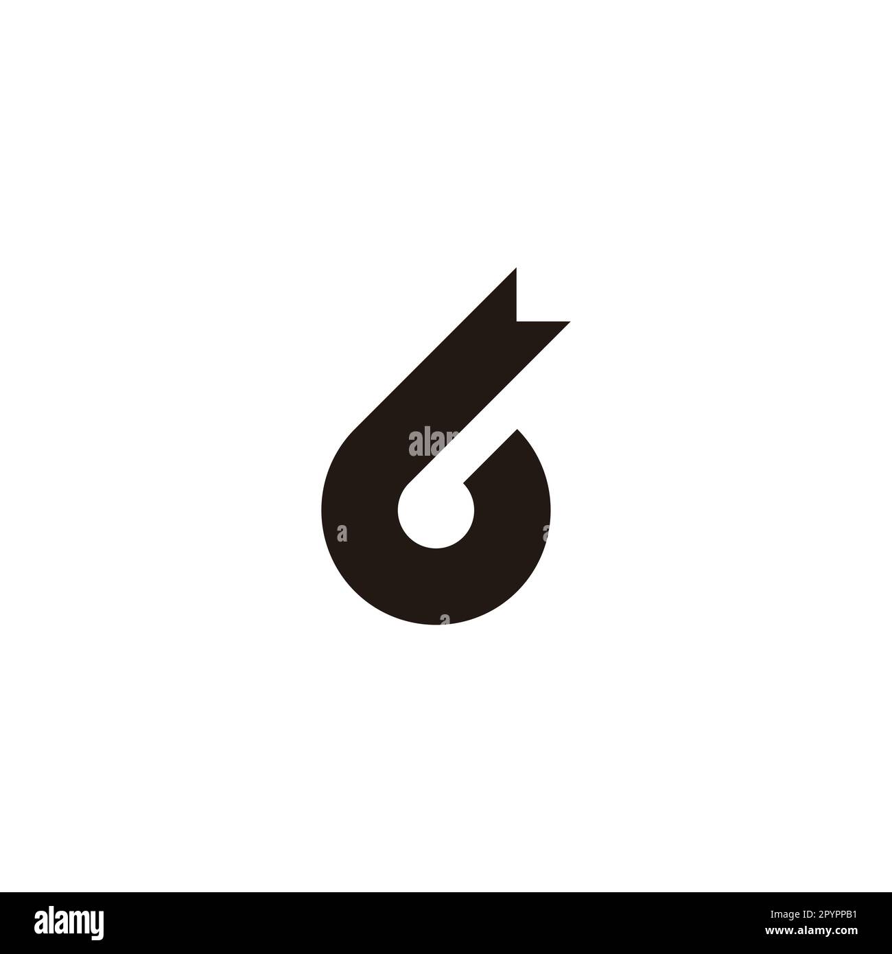 Number 6 ribbon, rounded geometric symbol simple logo vector Stock ...