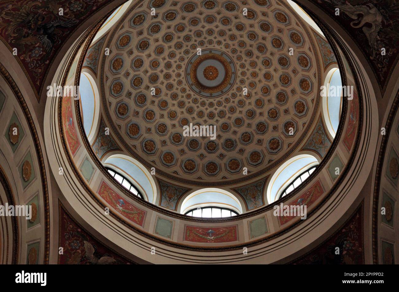 View From Inside To The Decorated Dome Of The National Library In ...