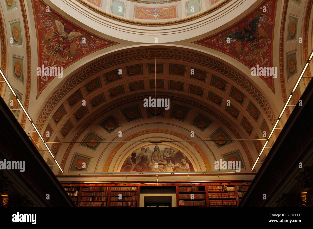 View From Inside To The Painted Ceiling Of The National Library In ...
