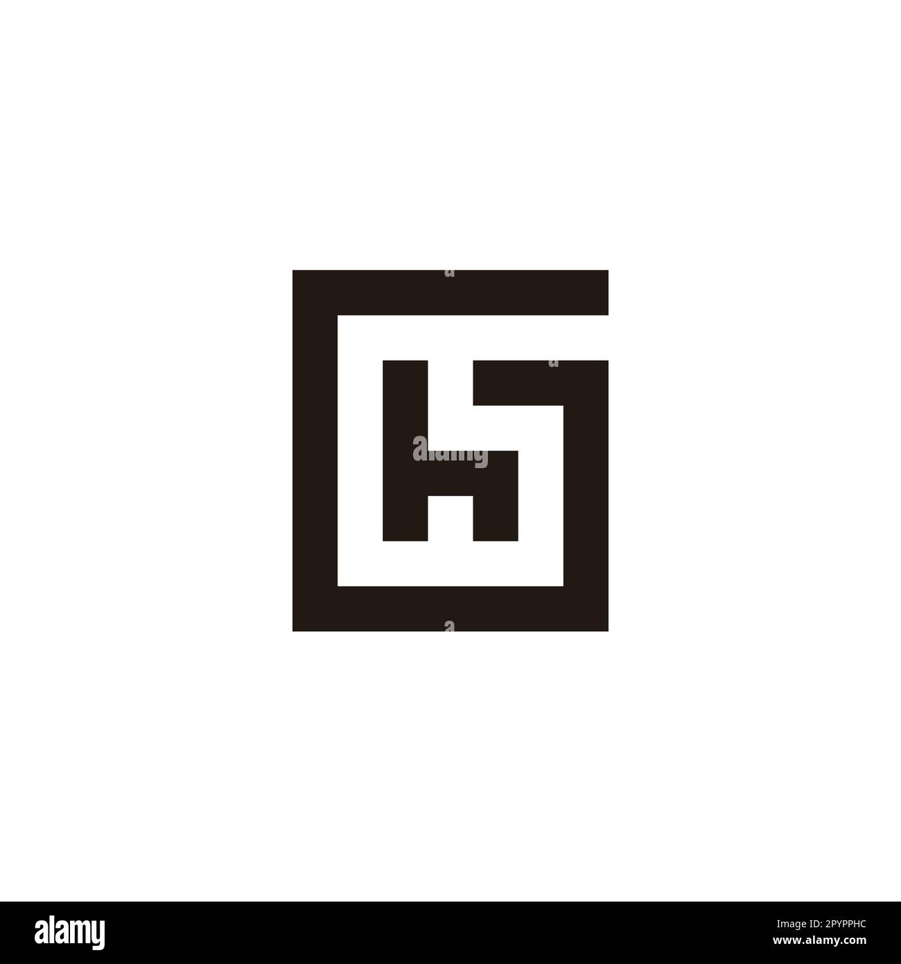 Letter h in G square, unique geometric symbol simple logo vector Stock ...