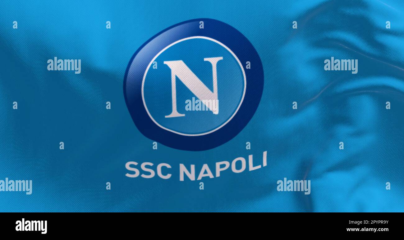 Naples, IT, March 2023: Flag of Napoli football team waving ...