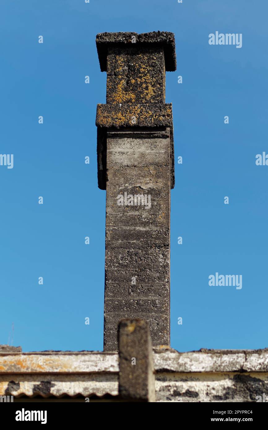Chimney of an old concrete house Stock Photo - Alamy