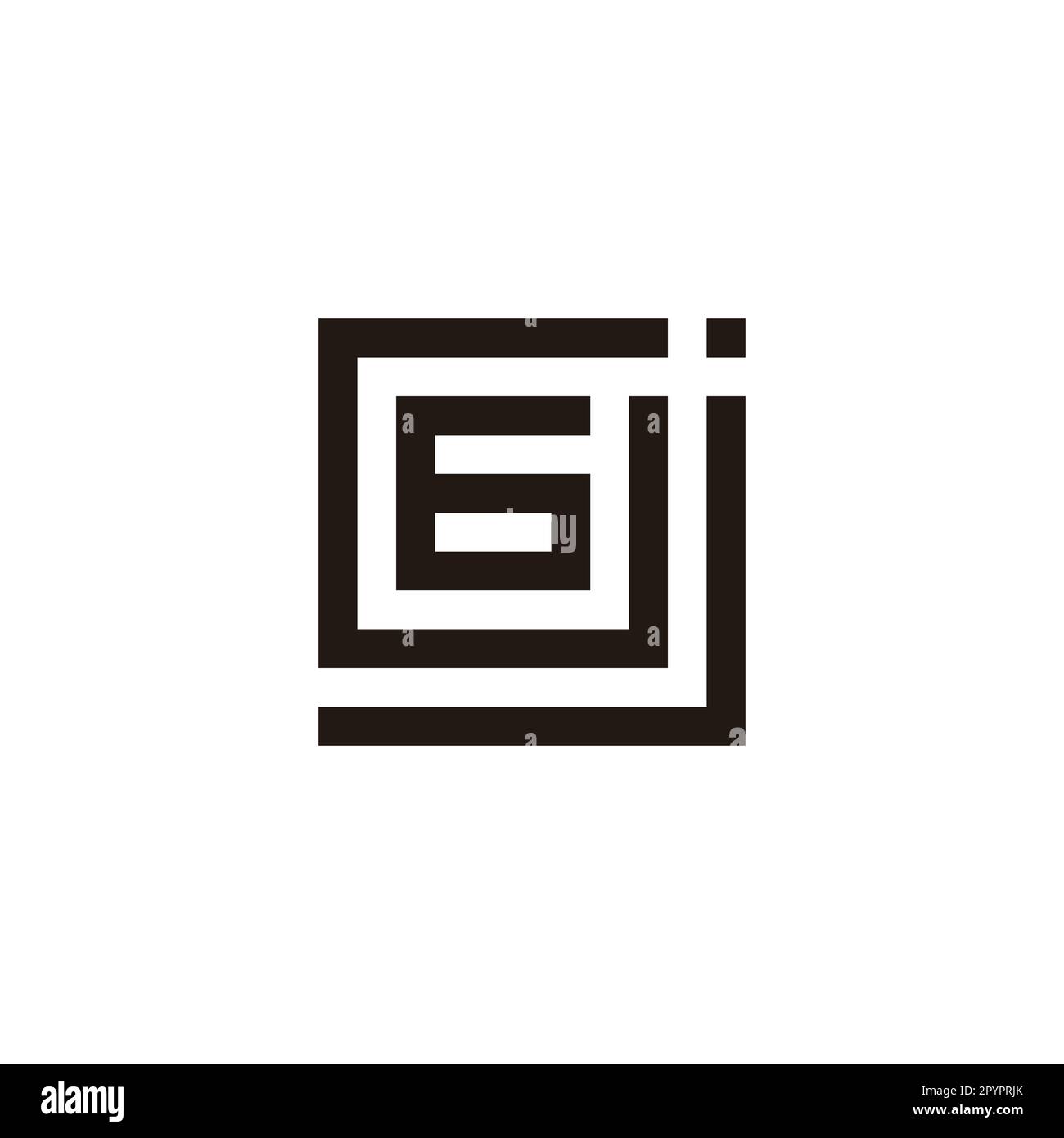 Letter j, G and number 6, square geometric symbol simple logo vector ...