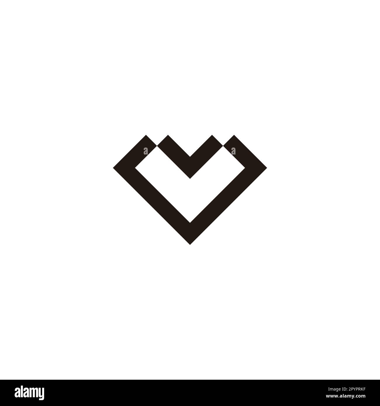 Letter V And U Heart Square Geometric Symbol Simple Logo Vector Stock