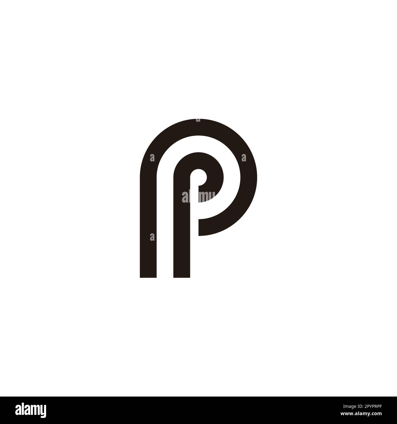 Letter p, curve, outline geometric symbol simple logo vector Stock ...