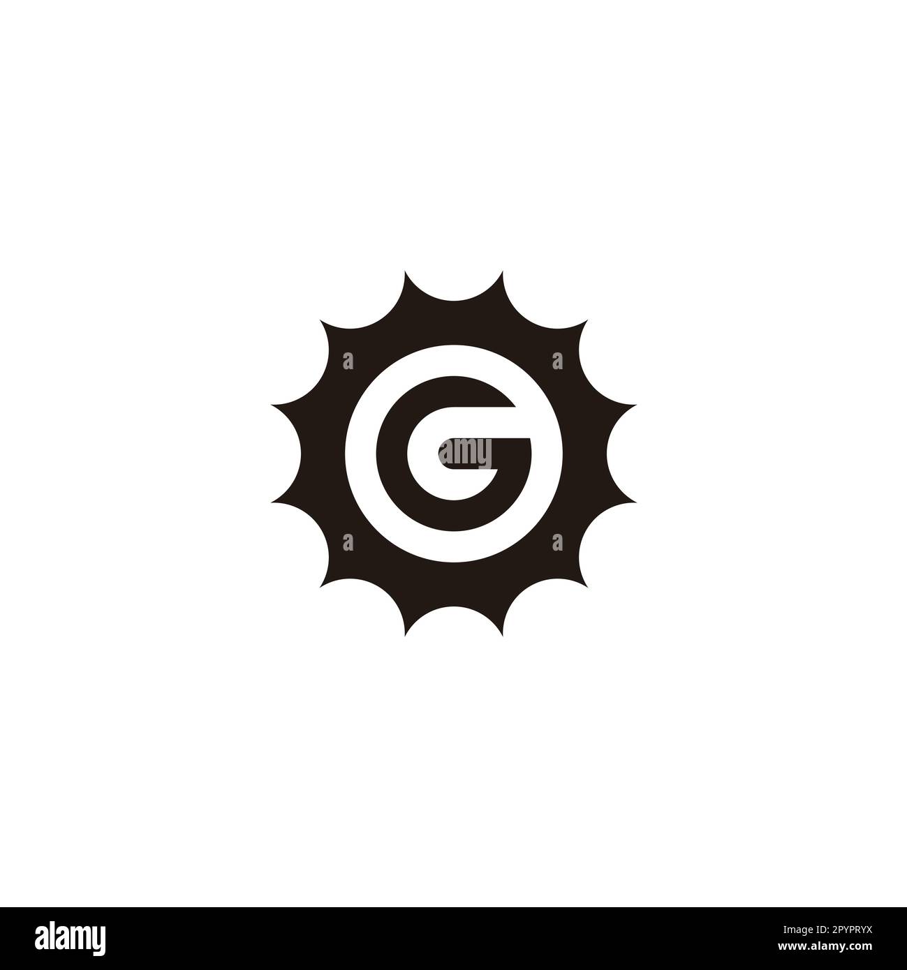 Letter G in sun, circle geometric symbol simple logo vector Stock ...