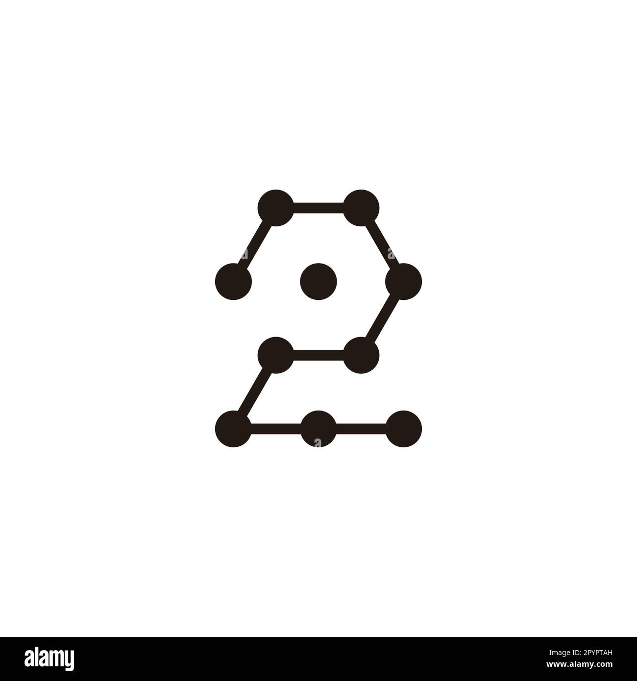 Number 2 molecules, line geometric symbol simple logo vector Stock ...