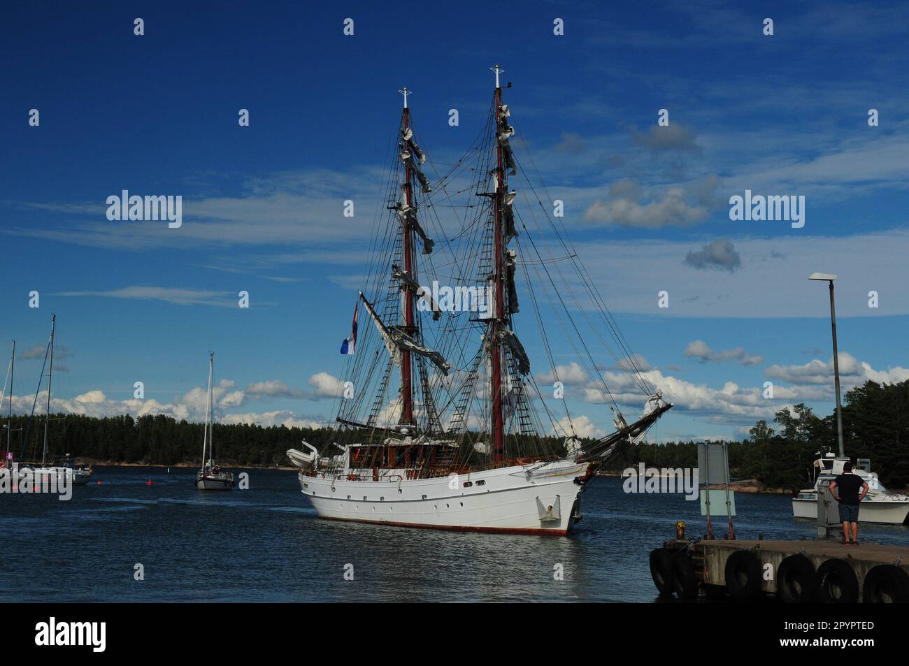 A Two Master Sailing Ship Arriving In Nagu Finland On A Beautiful Sunny ...