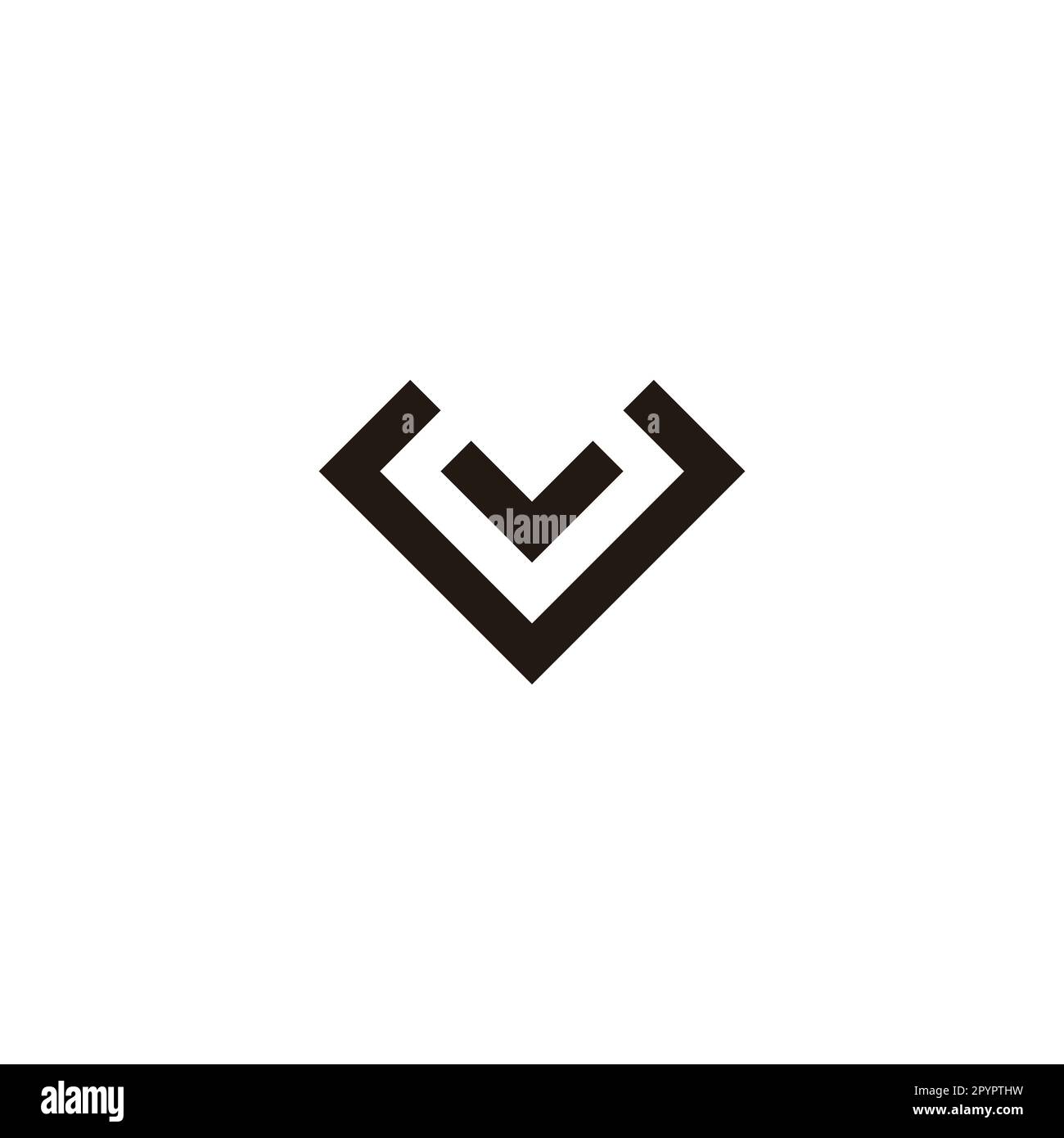 Letter U and v heart, square geometric symbol simple logo vector Stock ...