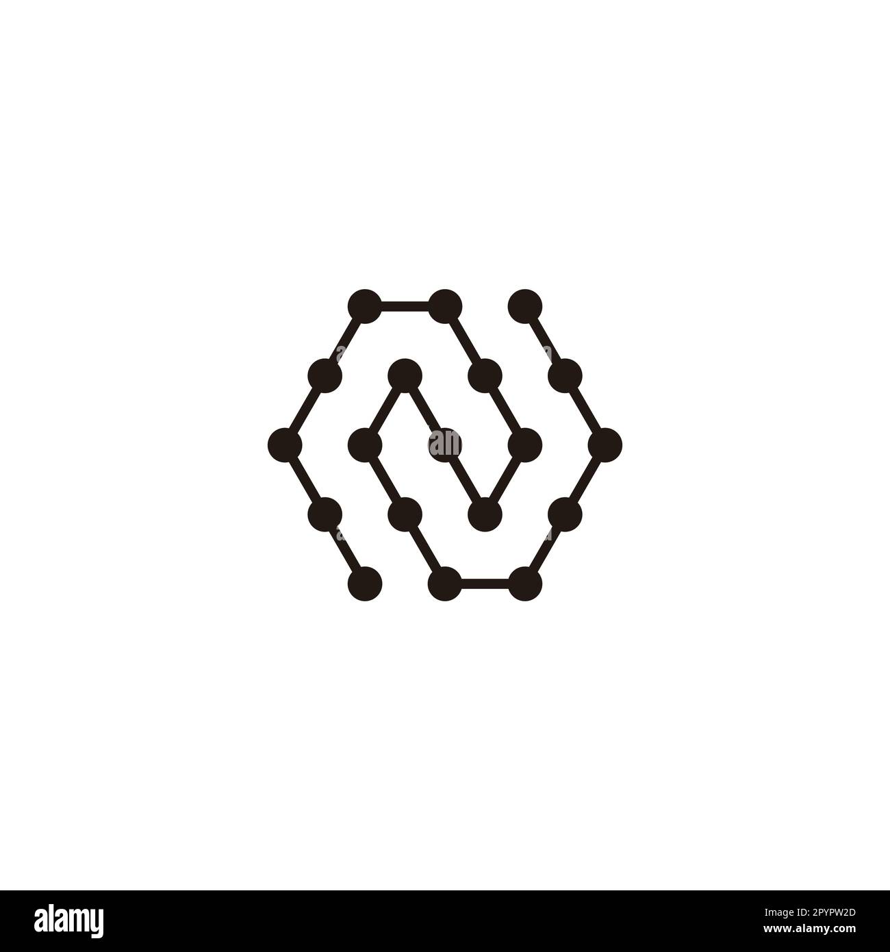 Letter N hexagon, molecules rounded geometric symbol simple logo vector Stock Vector Image & Art ...