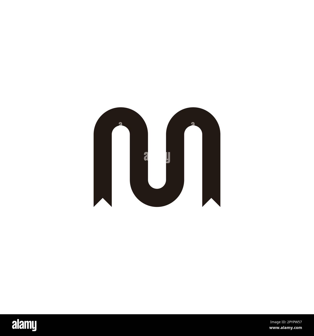Letter M ribbon, curve geometric symbol simple logo vector Stock Vector ...