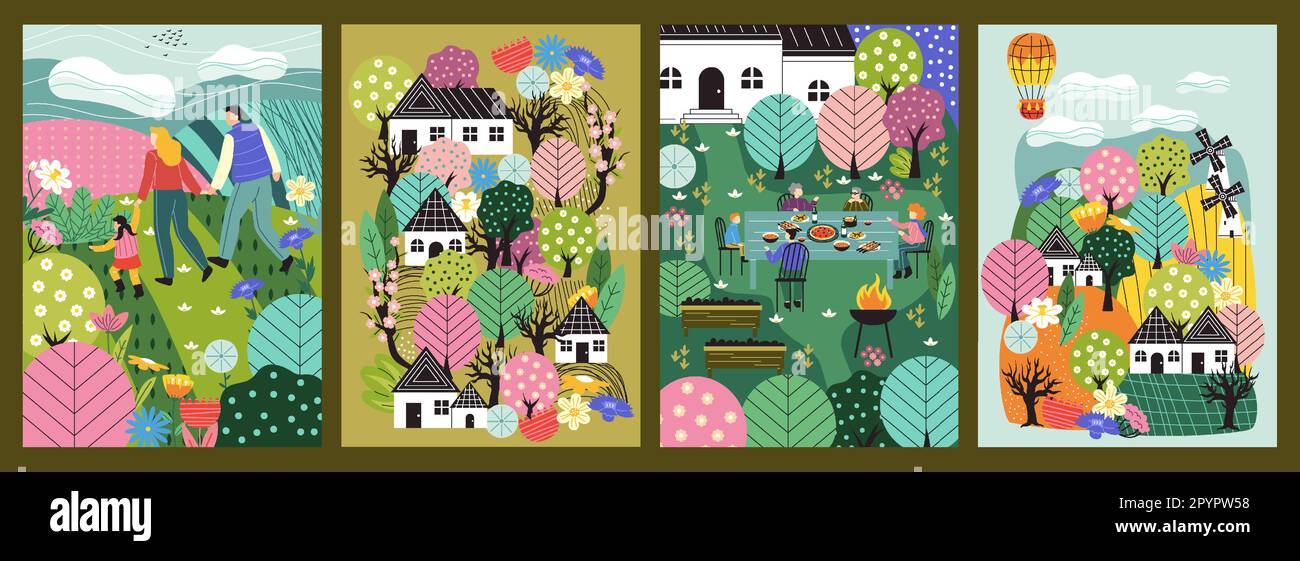 Set of posters with nature landscape Stock Vector Image & Art - Alamy
