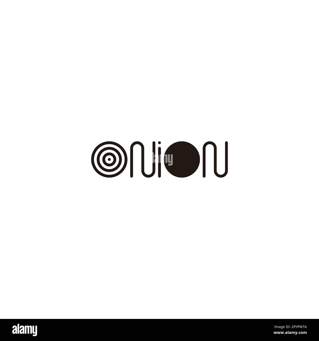 Text, "ONION", curve line geometric symbol simple logo vector Stock ...