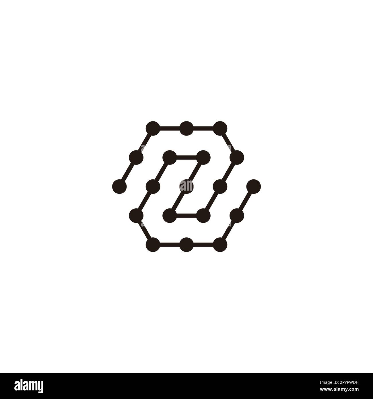 Letter Z hexagon, molecules rounded geometric symbol simple logo vector ...