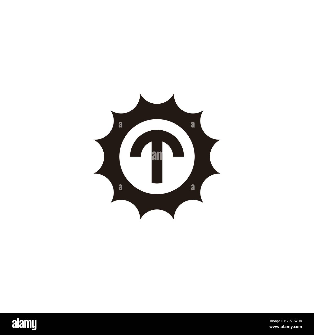 Letter T in sun, circle geometric symbol simple logo vector Stock ...