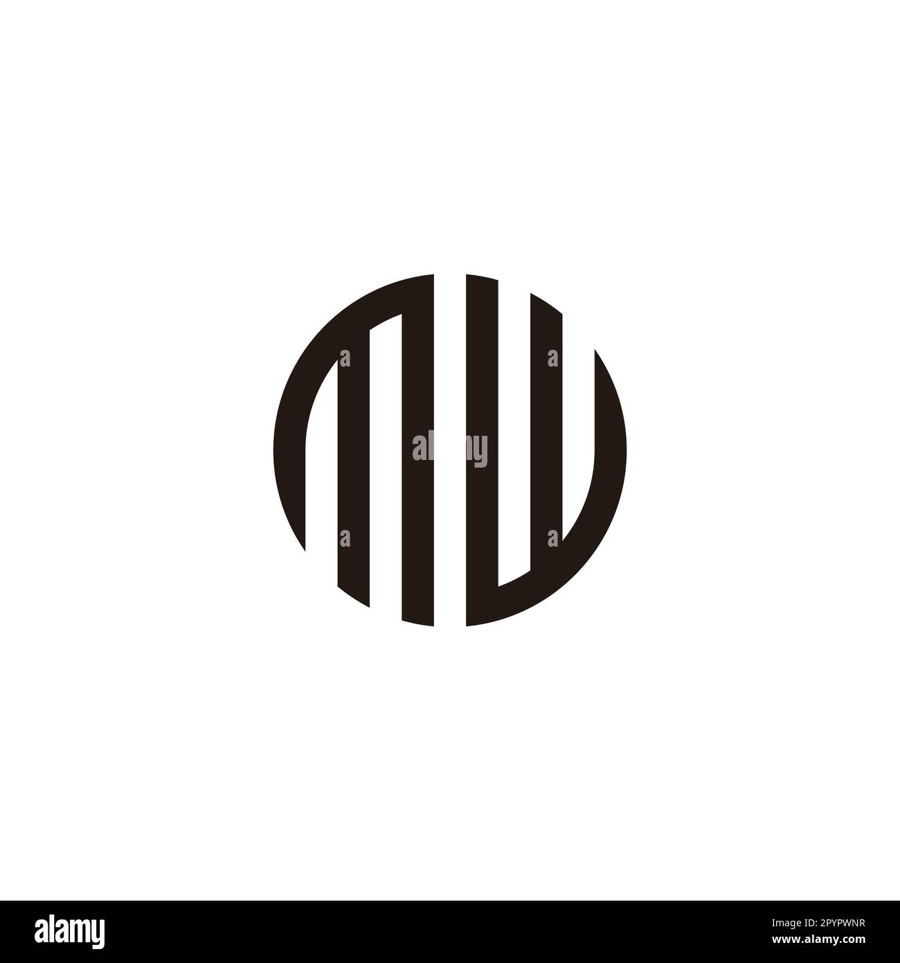 Letter mw circle, stripe geometric symbol simple logo vector Stock ...