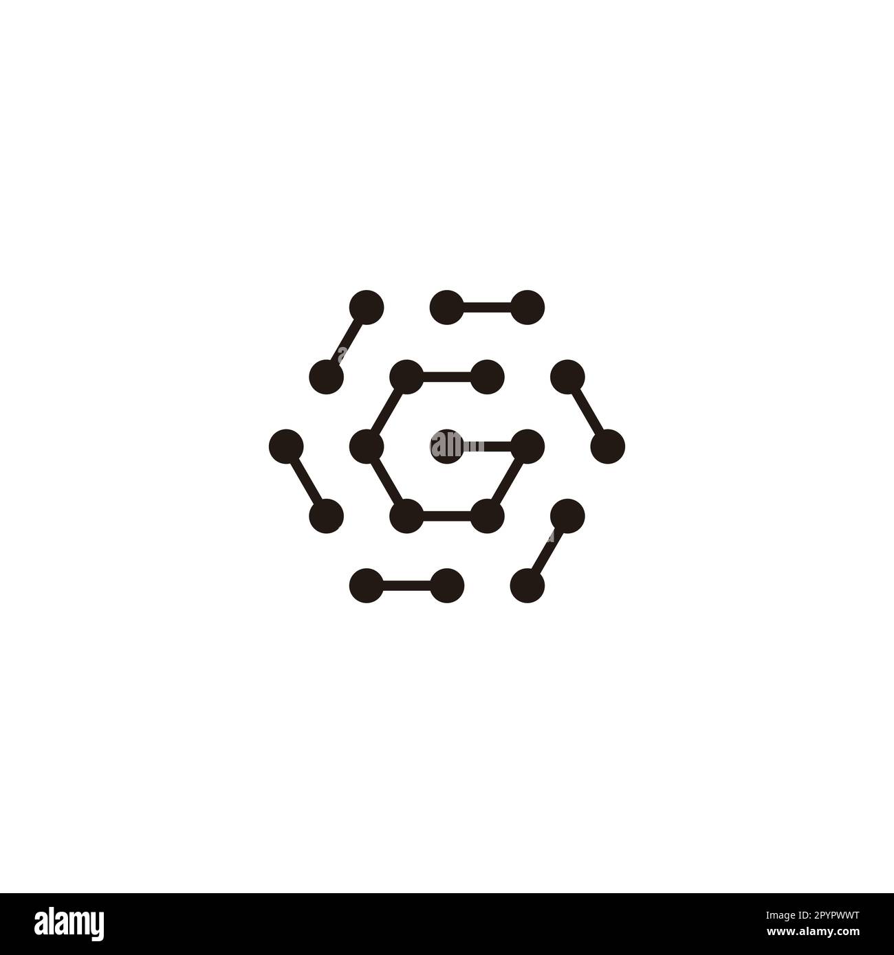 Letter G hexagon, molecules rounded geometric symbol simple logo vector ...