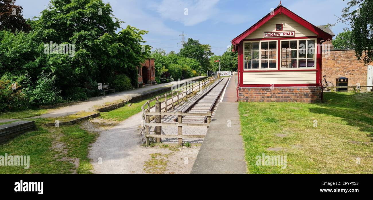 Disused railway station & signal box from the age of steam train Stock ...