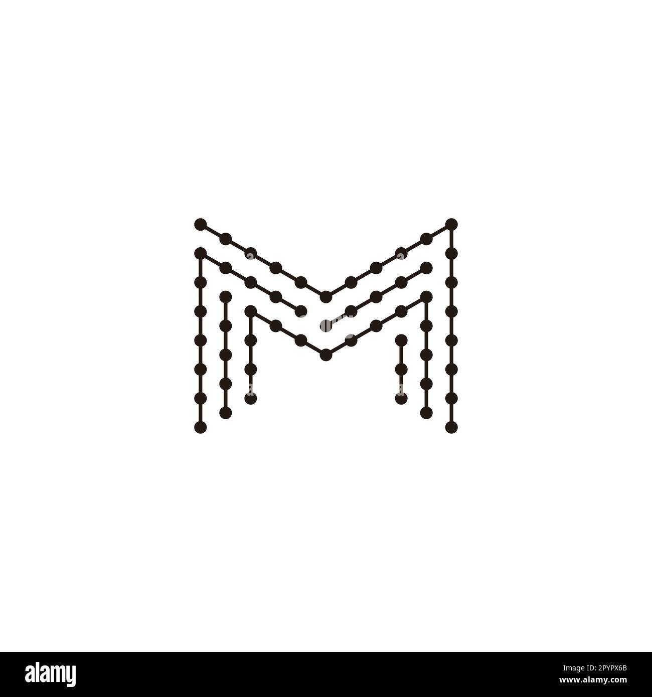 Letter M molecules, lines geometric symbol simple logo vector Stock ...