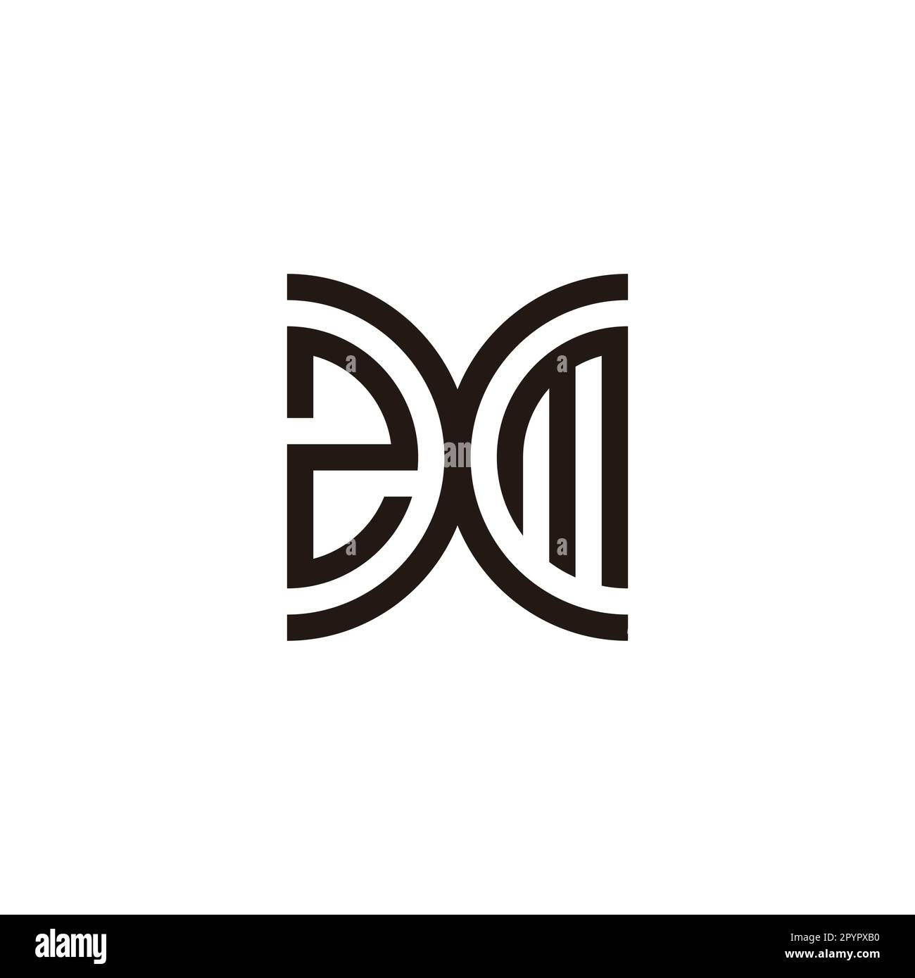 Number 2 letter xm curve geometric symbol simple logo vector Stock ...