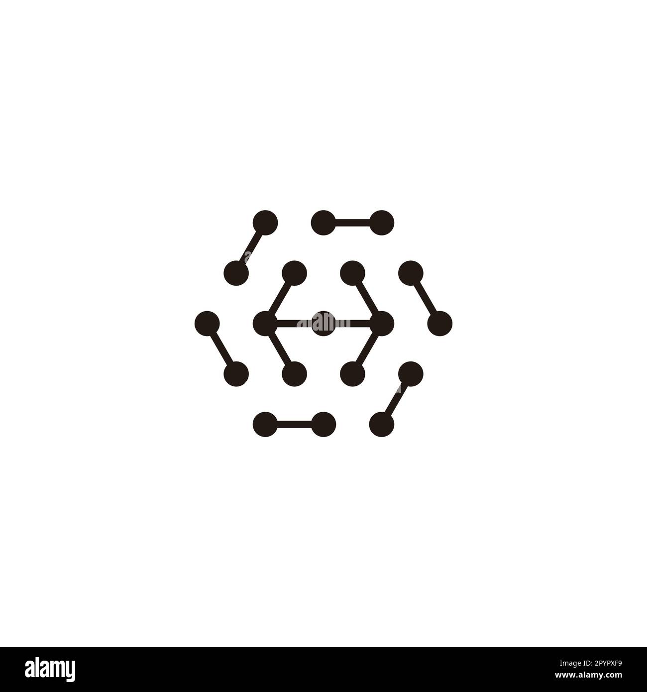 Letter H hexagon, molecules rounded geometric symbol simple logo vector ...