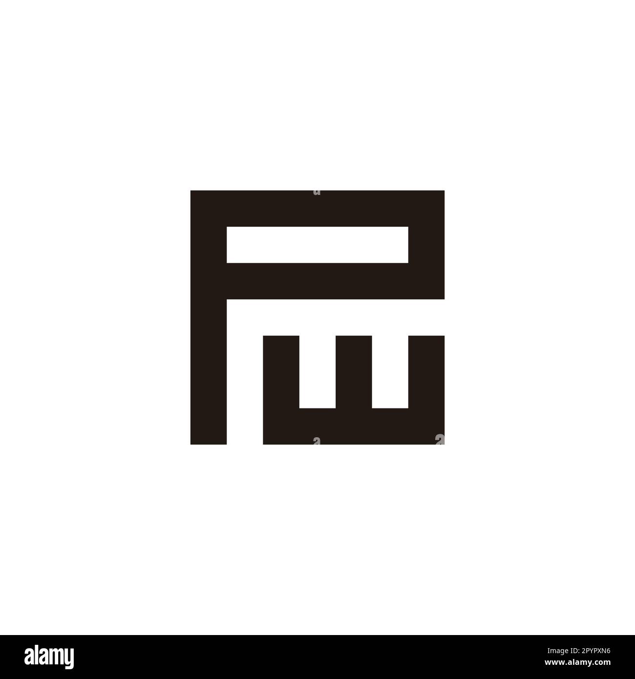 Letter pw square, unique geometric symbol simple logo vector Stock ...